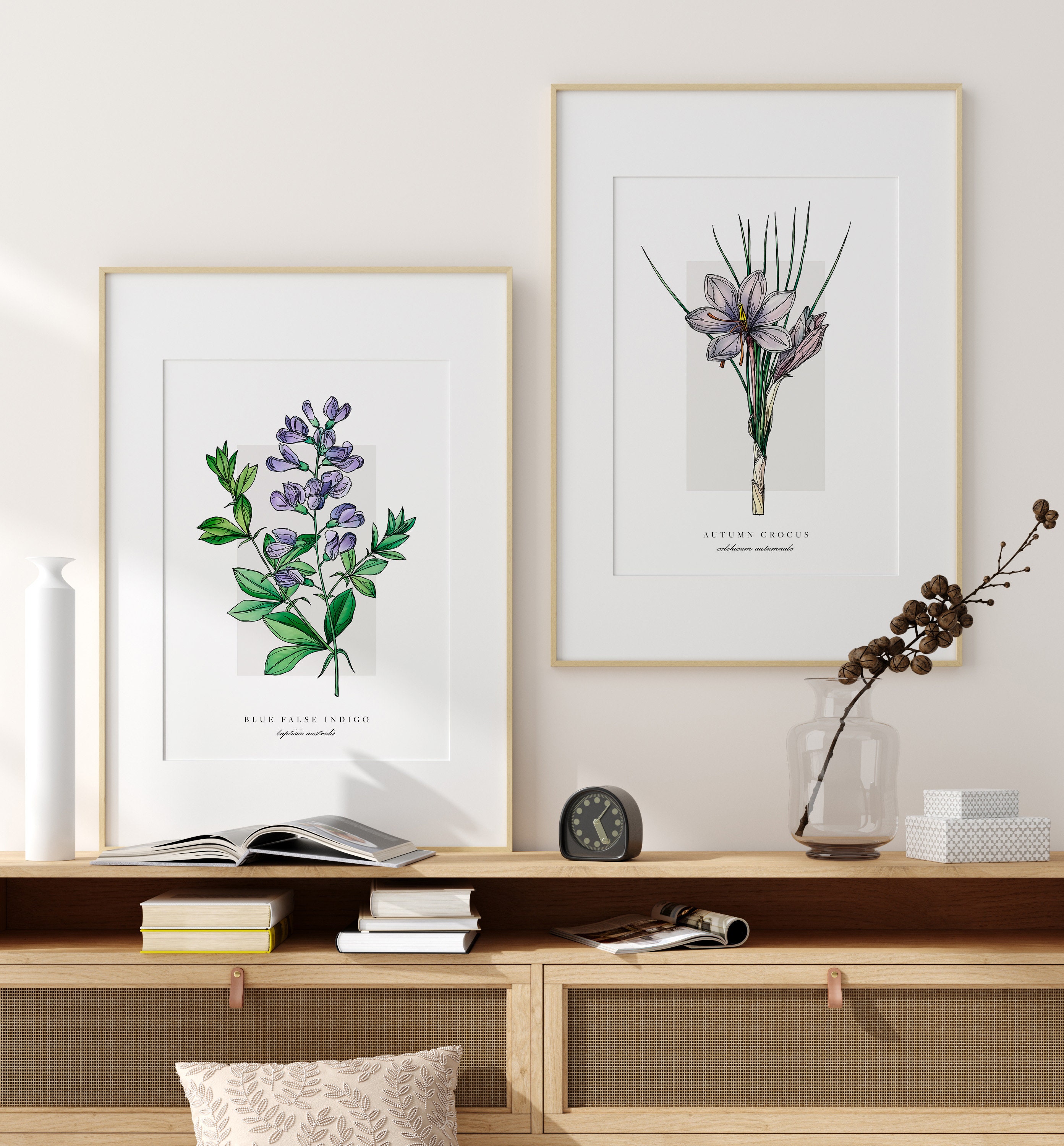 Blue False Indigo Printable Botanical | Outline Vintage Watercolour ...