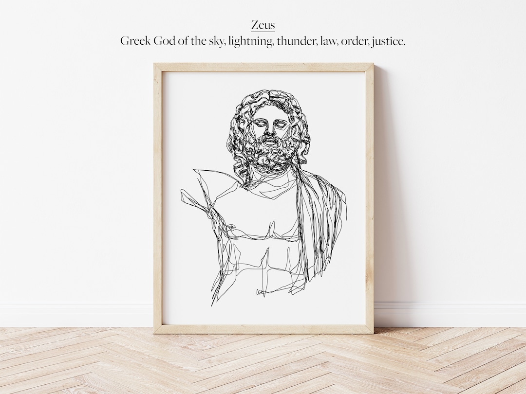 Zeus Greek God Line Work Illustration | Digital Artwork | Minimalistic ...
