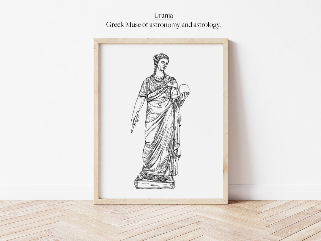 Urania Greek Muse of Astrology Line Work Illustration | Digital Artwork ...