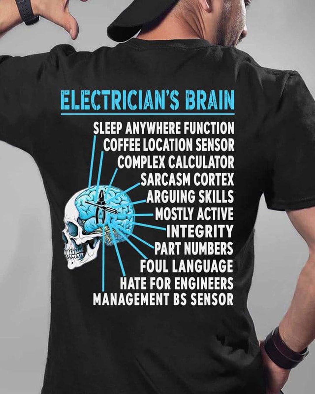 Electrician Worker,electrician Shirt–funny Electrician Brain T-shirt ...