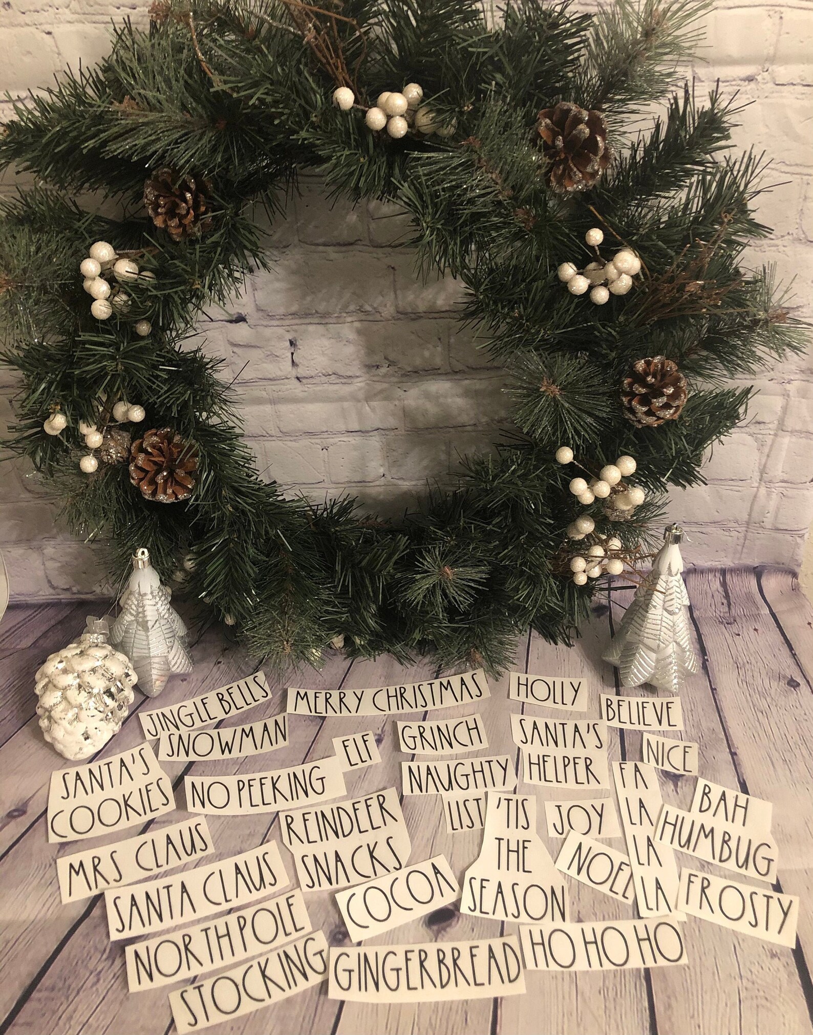 Rae Dunn Inspired Christmas Decals, Custom Holiday Words - Etsy