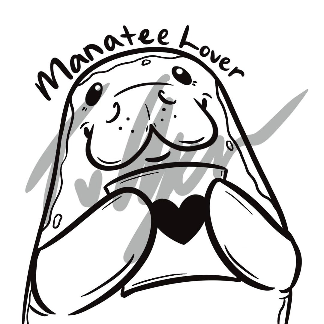 Manatee Decal Digital Download | Stick on Computers, Laptops, Phone ...