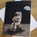 Space Astronaut Stationery Card, Moon Cheese Note Cards, Funny Silly ...