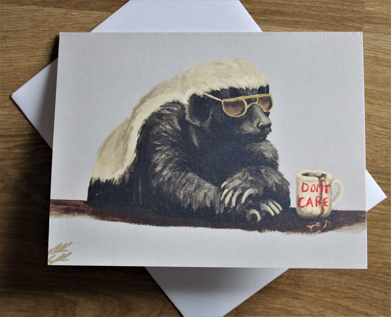 Honey Badger Stationery Card, Funny Animal Note Cards, Don't Care ...
