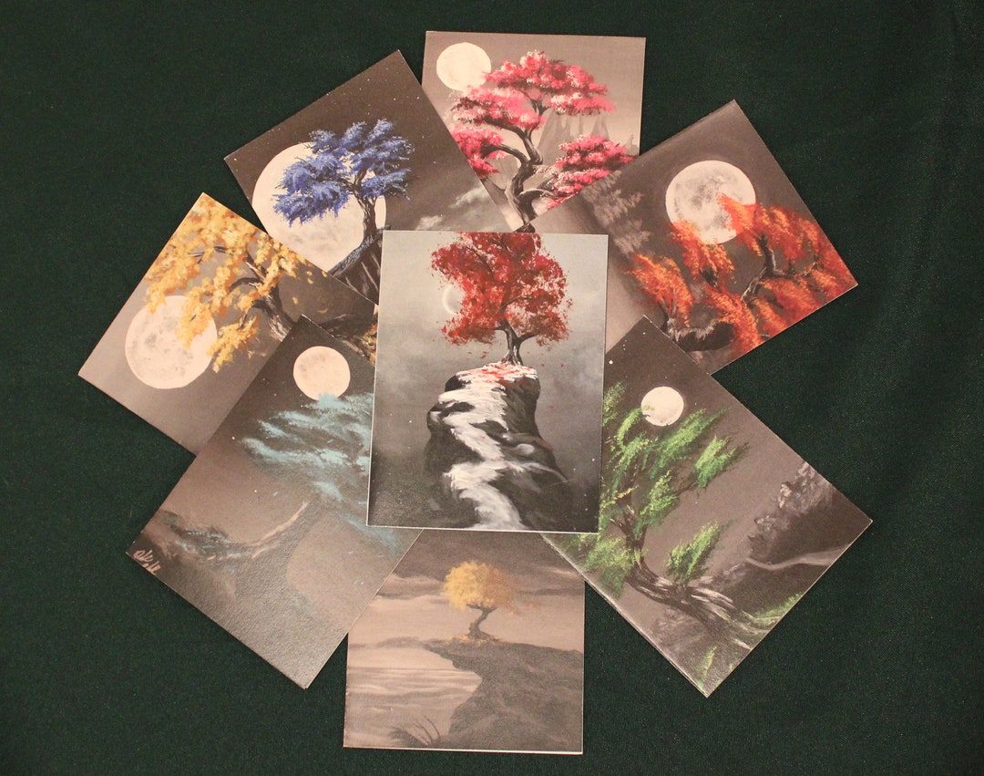 Beautiful Tree Cards, Moon and Colorful Stationery, All Occasion Cards ...