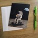 Space Astronaut Stationery Card, Moon Cheese Note Cards, Funny Silly ...