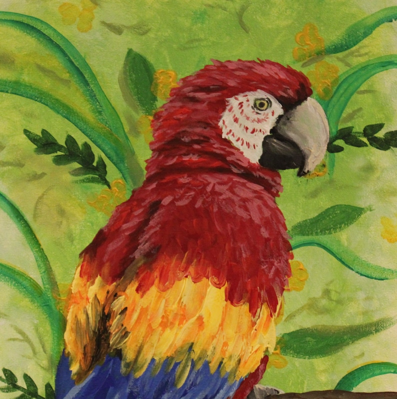 Red Parrot Original Macaw Painting Tropical Bird Art Scarlet - Etsy