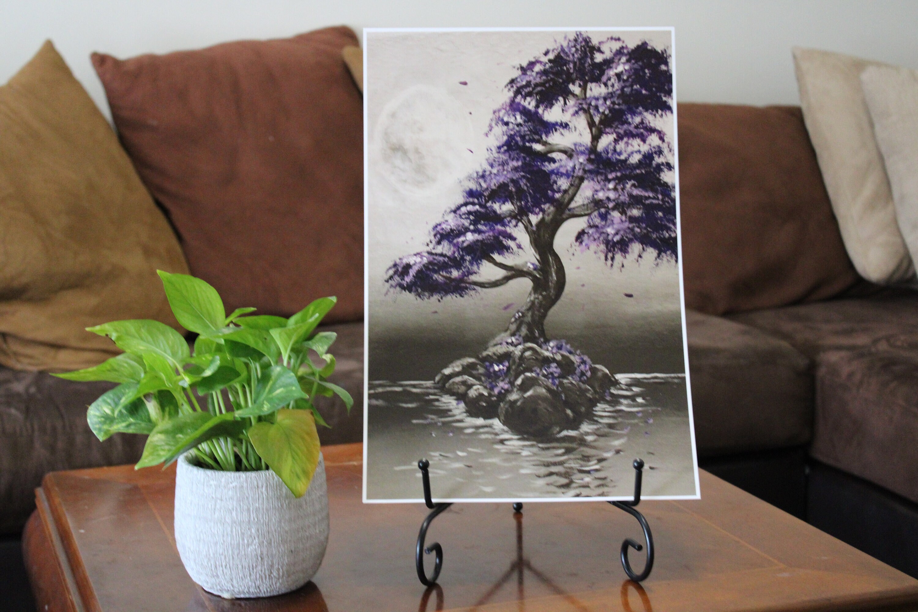 Purple Tree Art Print Nature Art Decor Landscape With Full - Etsy