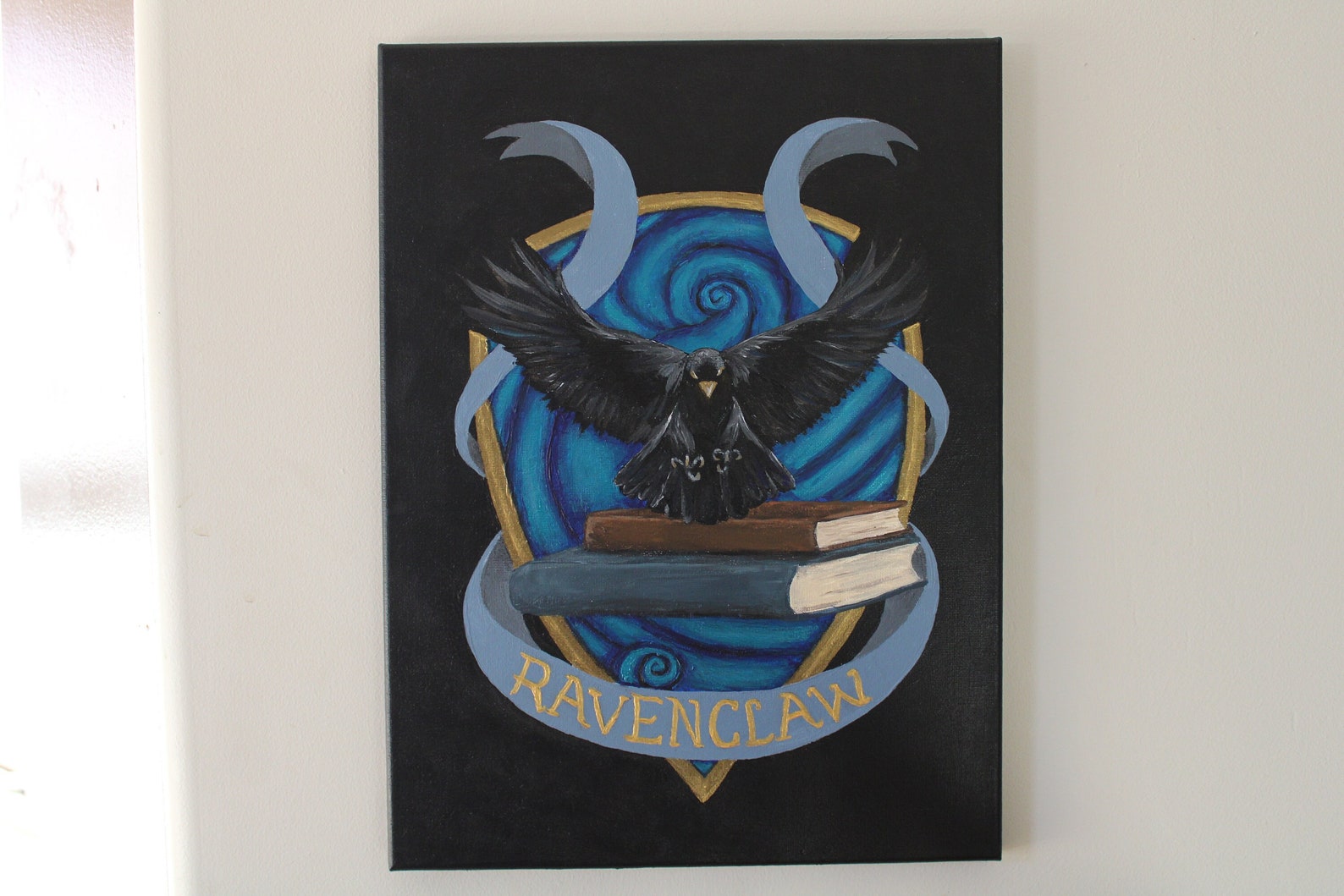 Original Raven Painting Wizard House Fan Art Painting Raven - Etsy