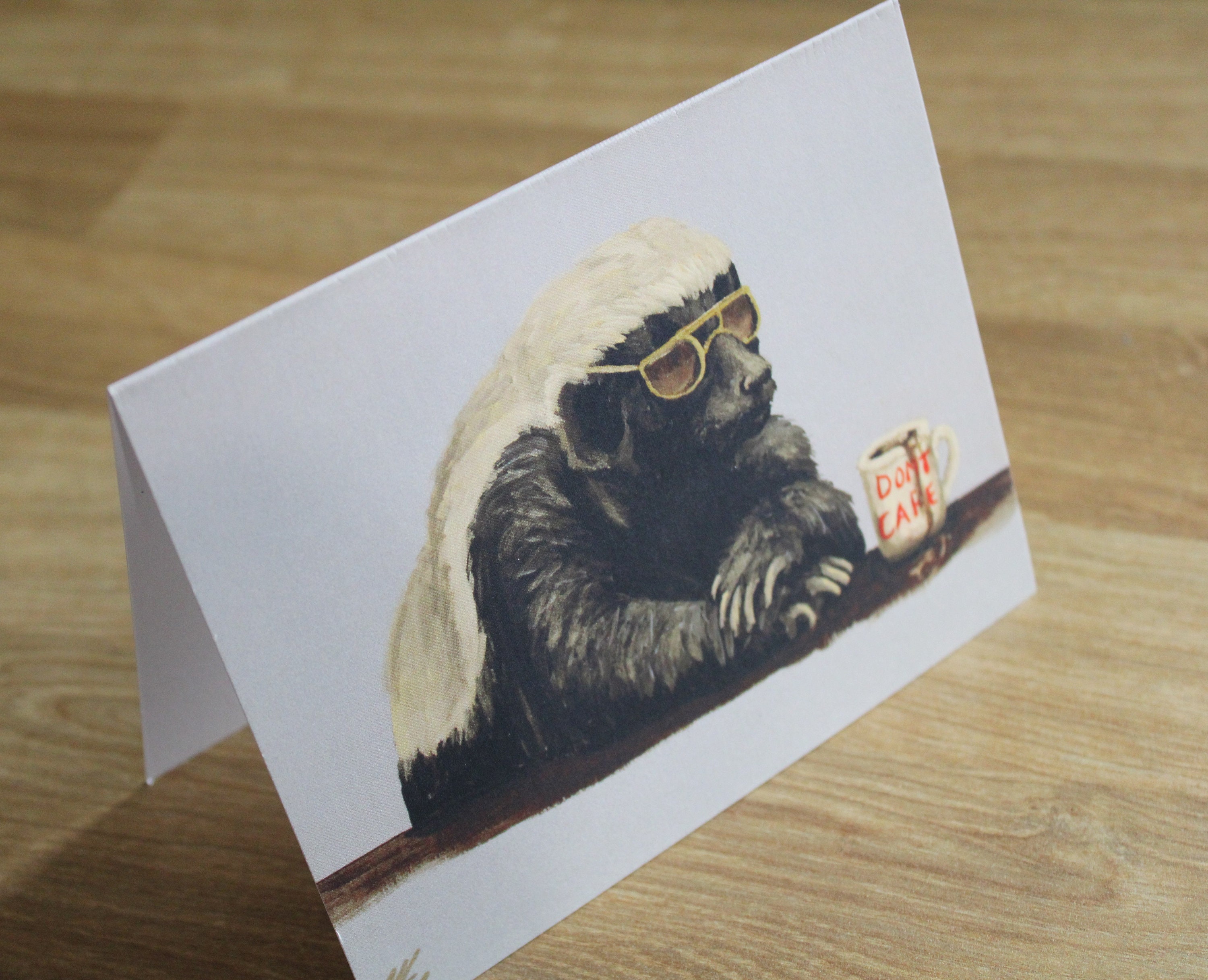 Honey Badger Stationery Card, Funny Animal Note Cards, Don't Care ...