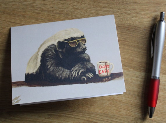 Honey Badger Stationery Card Funny Animal Note Cards - Etsy