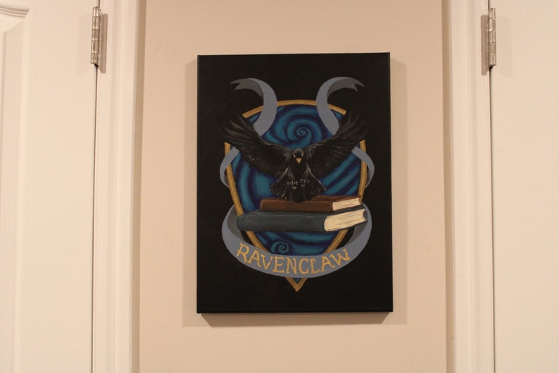 Original Raven Painting Wizard House Fan Art Painting Raven - Etsy