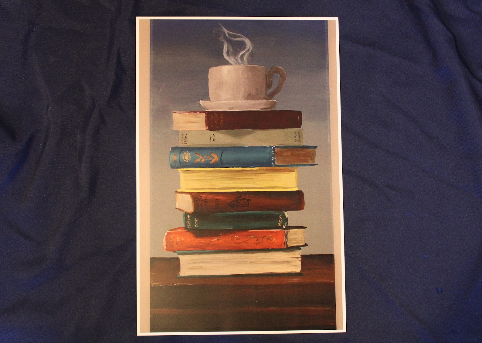 Books and Coffee Art Print From Painting Stack of Books Wall - Etsy