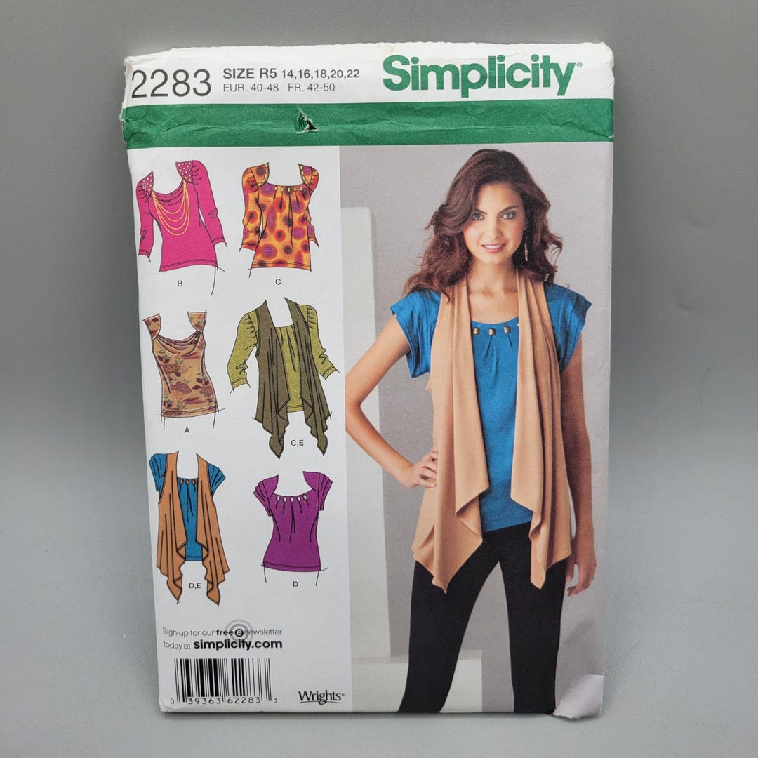 Simplicity 2283 Misses Knit Tops Vest Sewing Pattern Size R5 14-22 ...