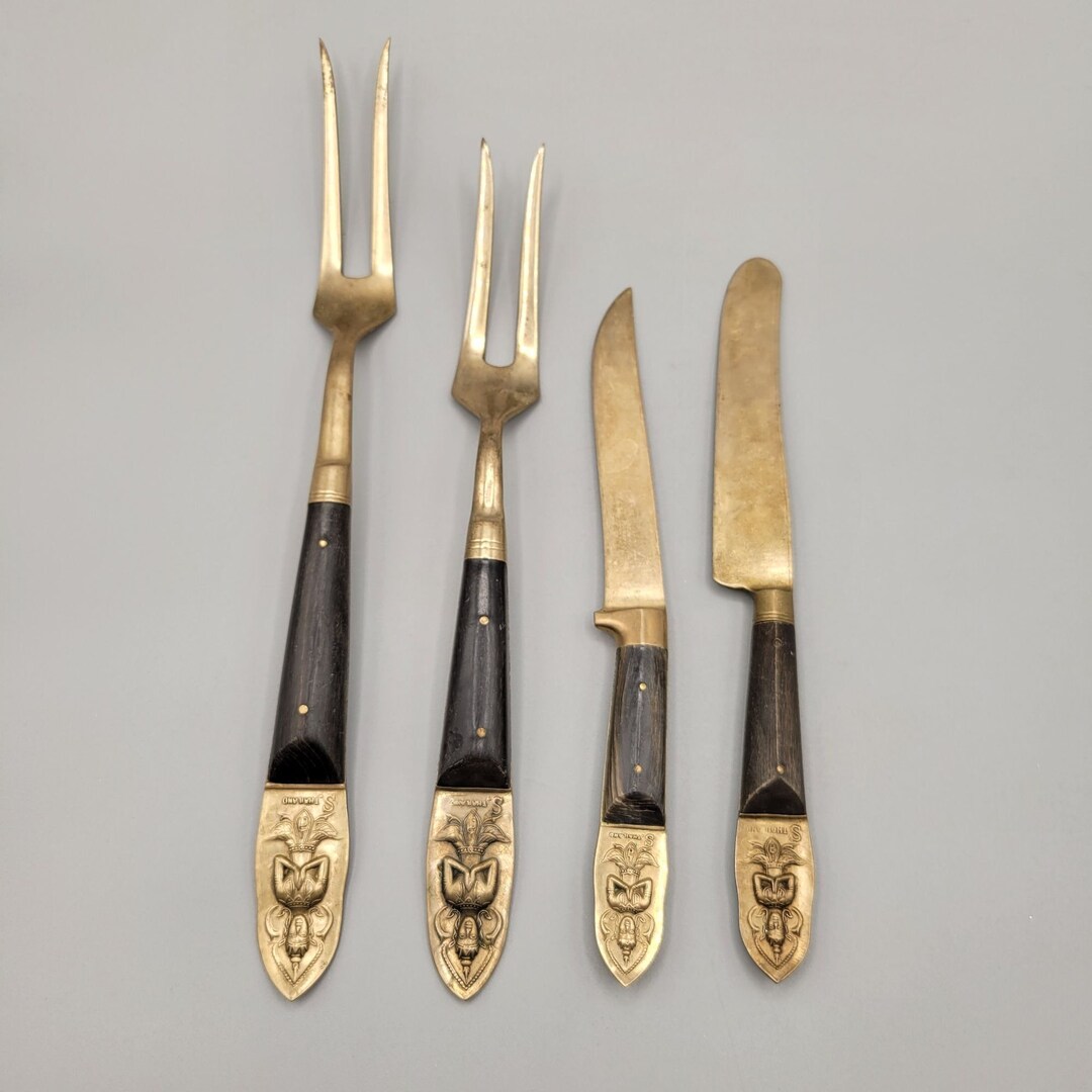 S Samran Rosewood Brass Siam Flatware Made in Thailand 4 Pieces - Etsy