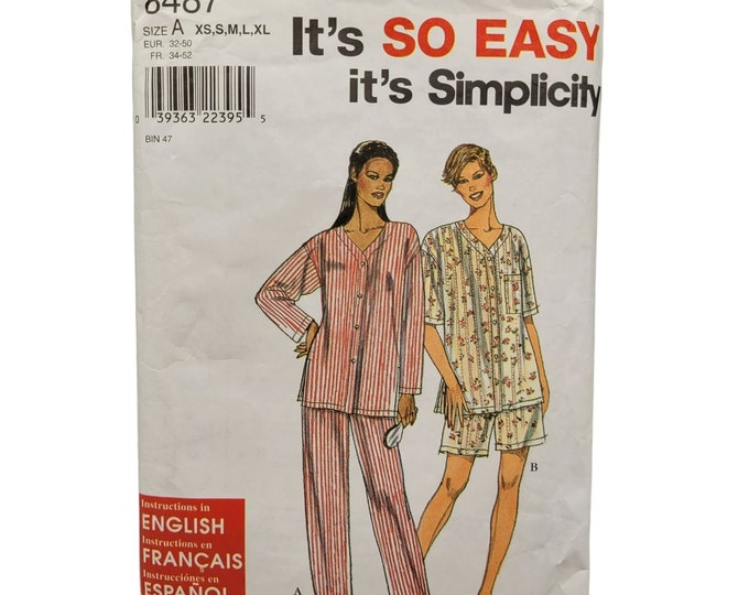 Simplicity Sewing Pattern 8487 so Easy Sleepwear Pajamas Size A XS-XL ...