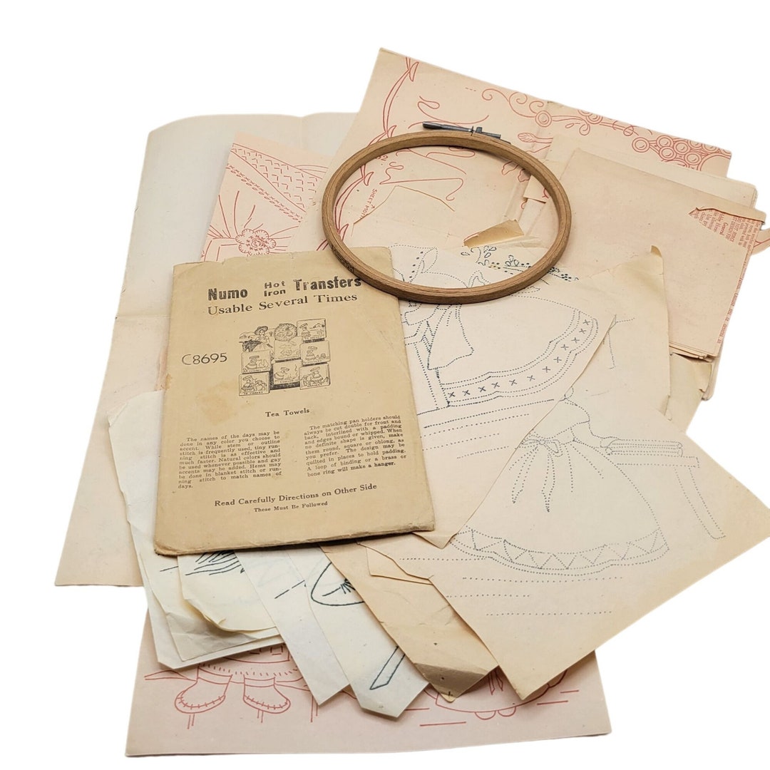 Vintage Embroidery Cross Stitch Transfers Wood Embroidery Hoop - Etsy