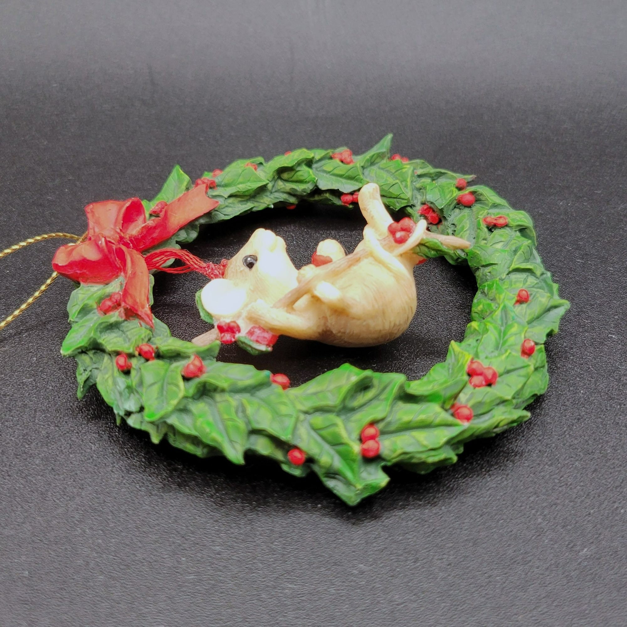 Rare Charming Tails Holiday Wreath Mouse Ornament Early - Etsy