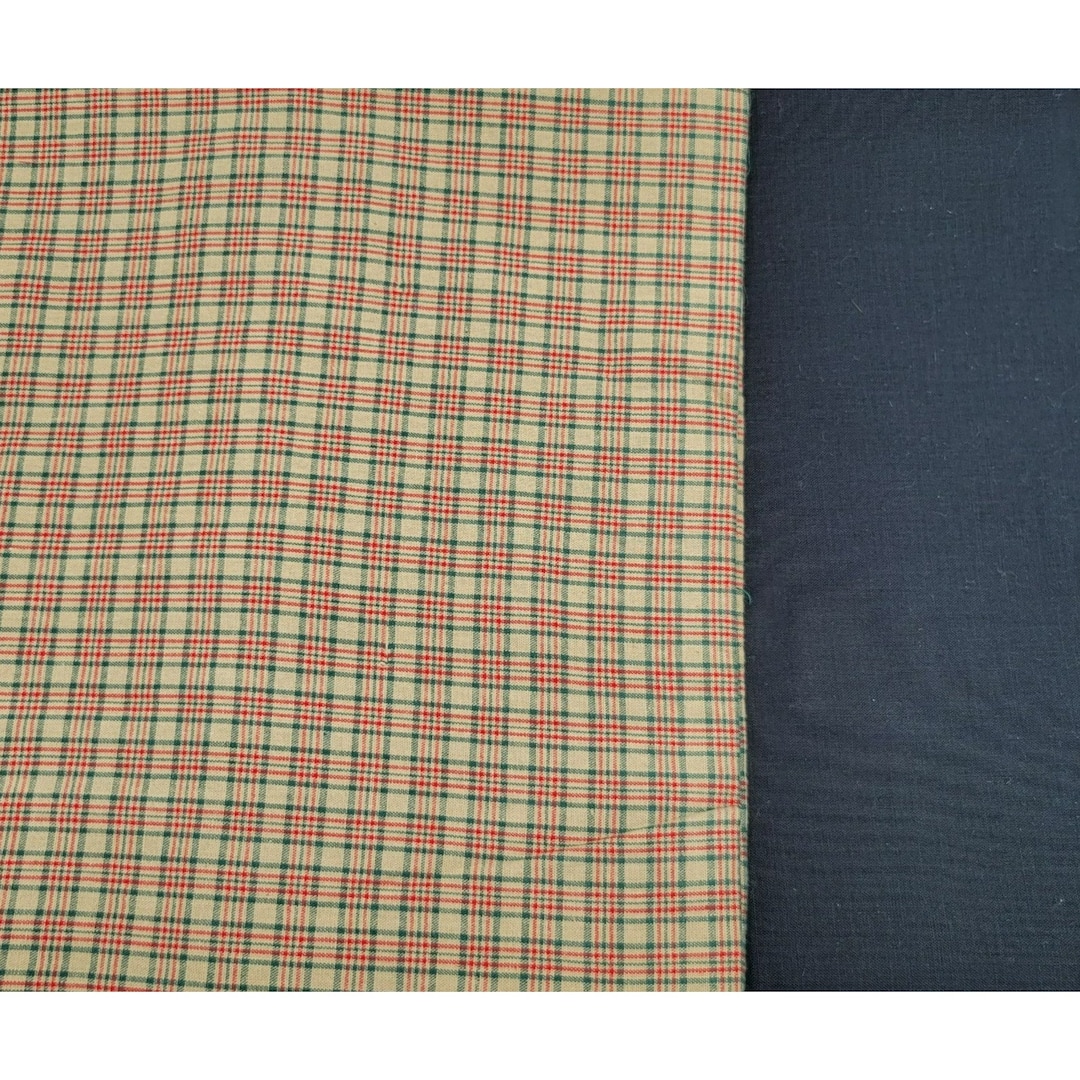 Geruit Geruit Rood Beige Groen Met Effen Groen Katoen Blend Stof 1 3 ...