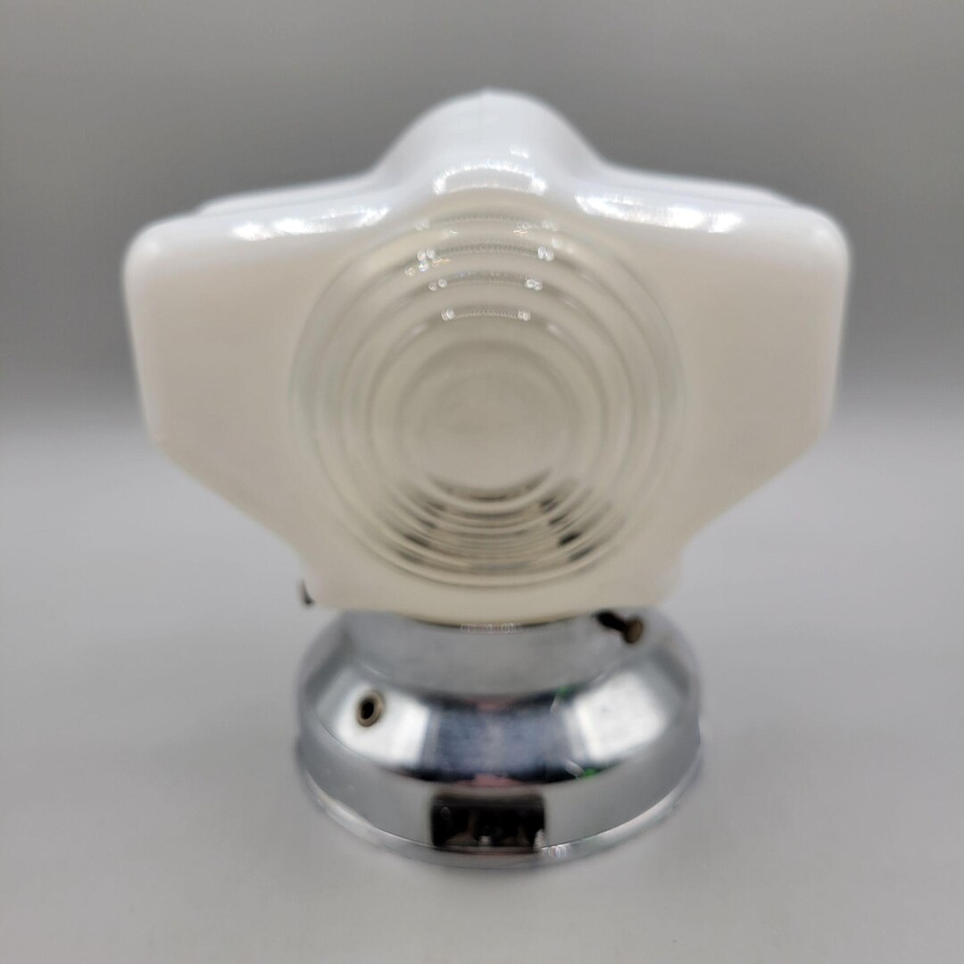 Moe Light Art Deco Wall Light Fixture Milk Glass Shade Chrome Base ...