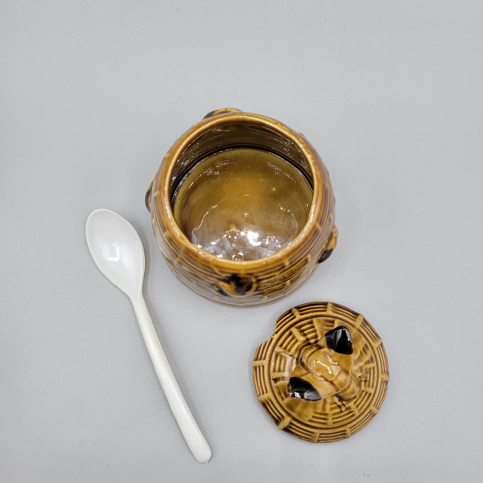 Beehive Honey Jar With Spoon and Lid Jam Jelly Server Bees | Etsy