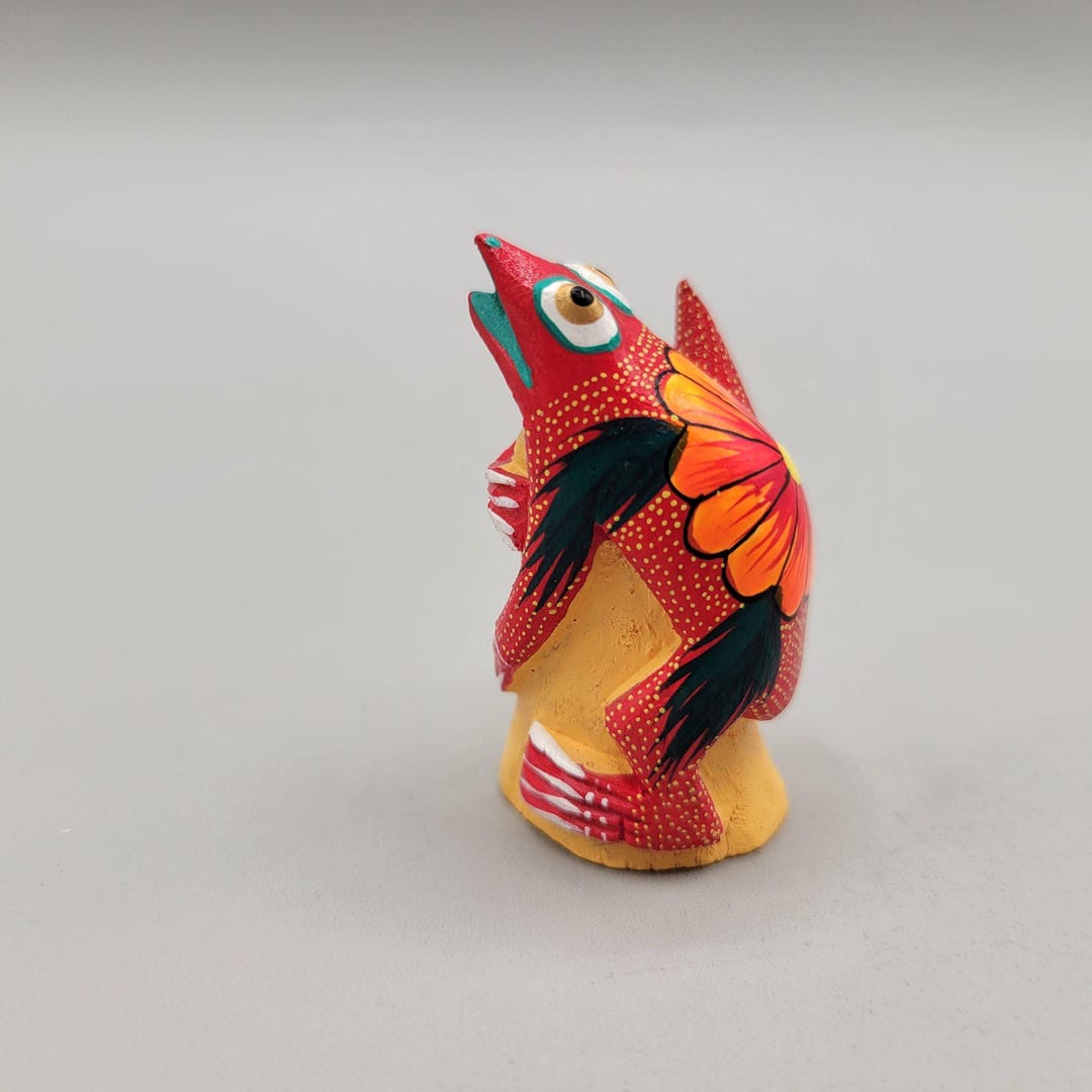 Poisonous Tree Frog Mexican Folk Art Handcrafted Wood Carved Amphibian ...