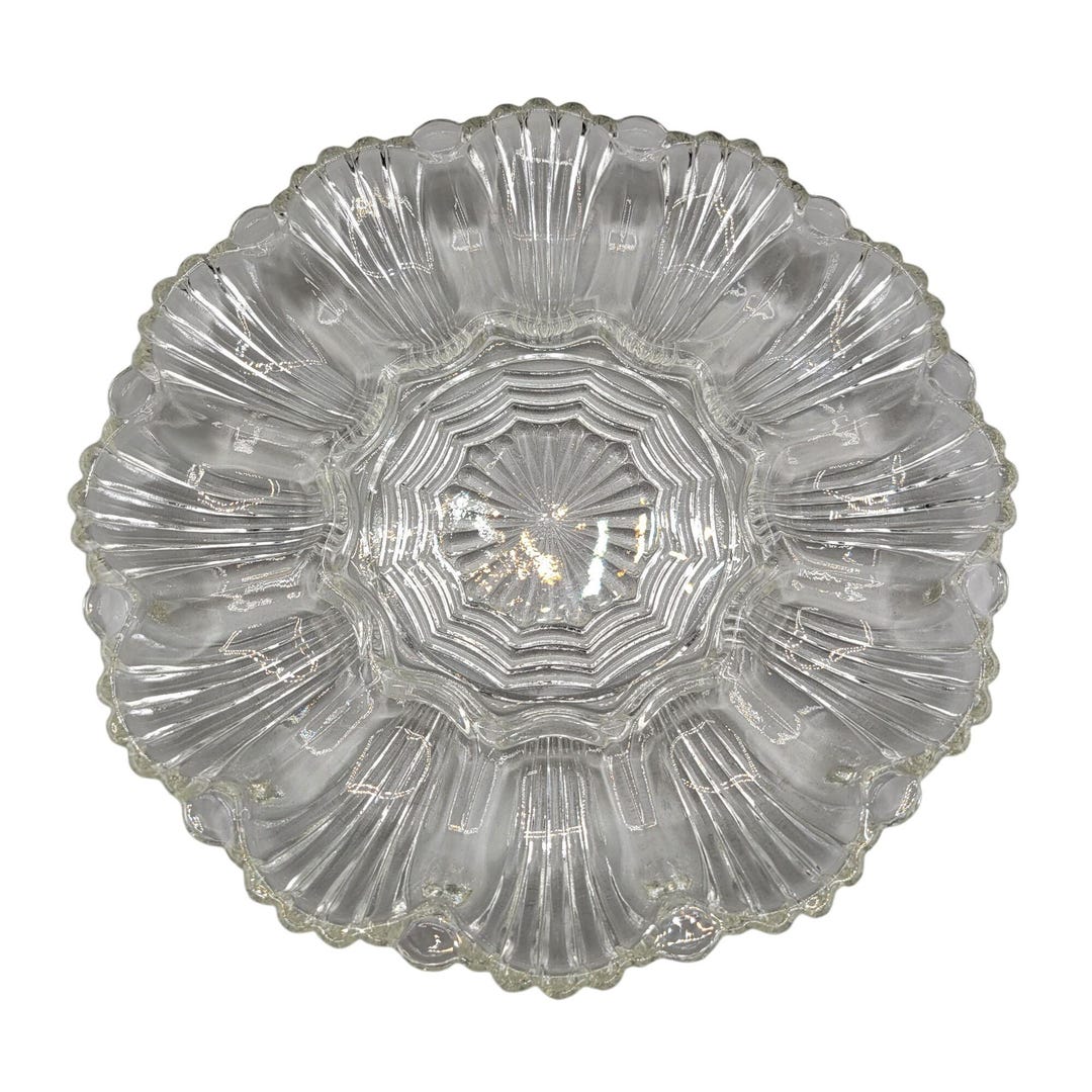 Anchor Hocking Presence Pattern Glass Deviled Egg Serving Plate ...