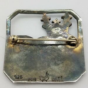 Vintage 925 Sterling Silver Peru Chavez Pictoral Embossed Brooch Pin - Etsy