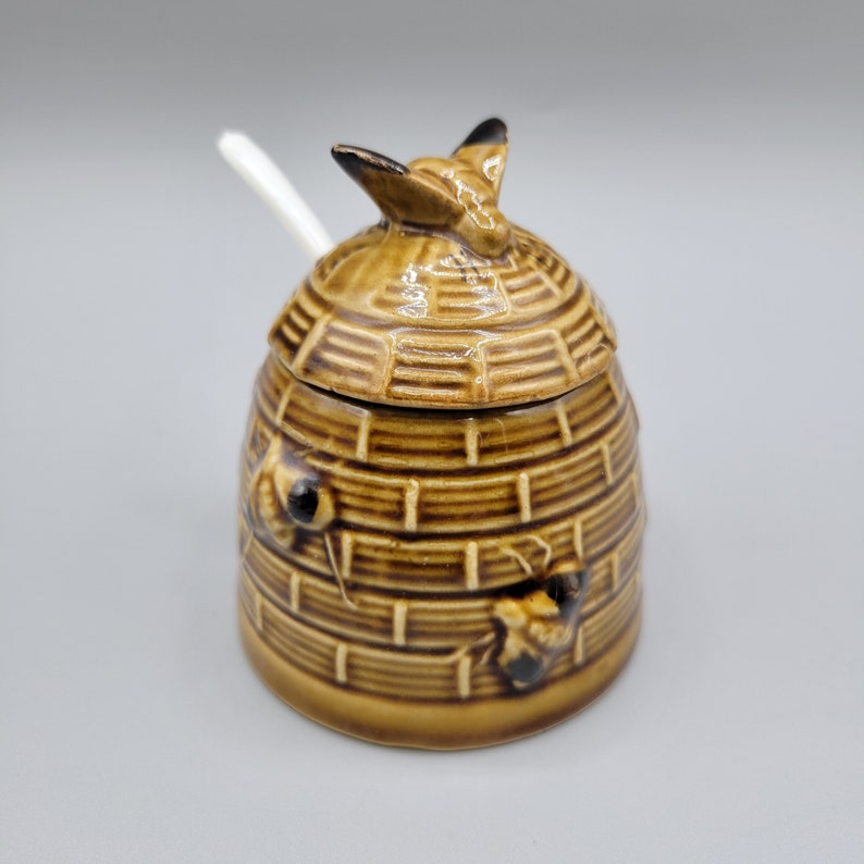 Beehive Honey Jar With Spoon and Lid Jam Jelly Server Bees | Etsy