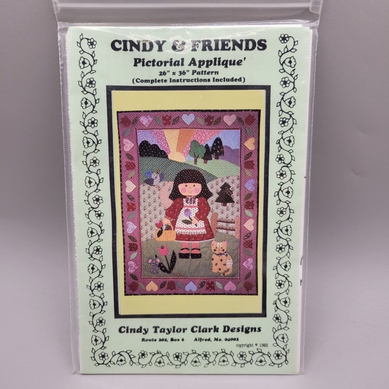 Cindy & Friends Pictorial Applique Quilt Pattern Machine or Hand 26 X ...
