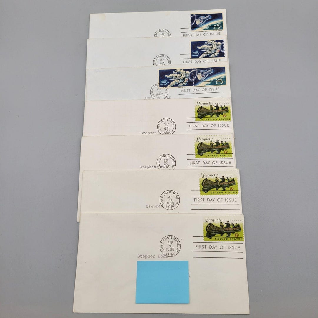 First Day Issue Stamps 1967 1968 US Space Achievements and Marquette ...