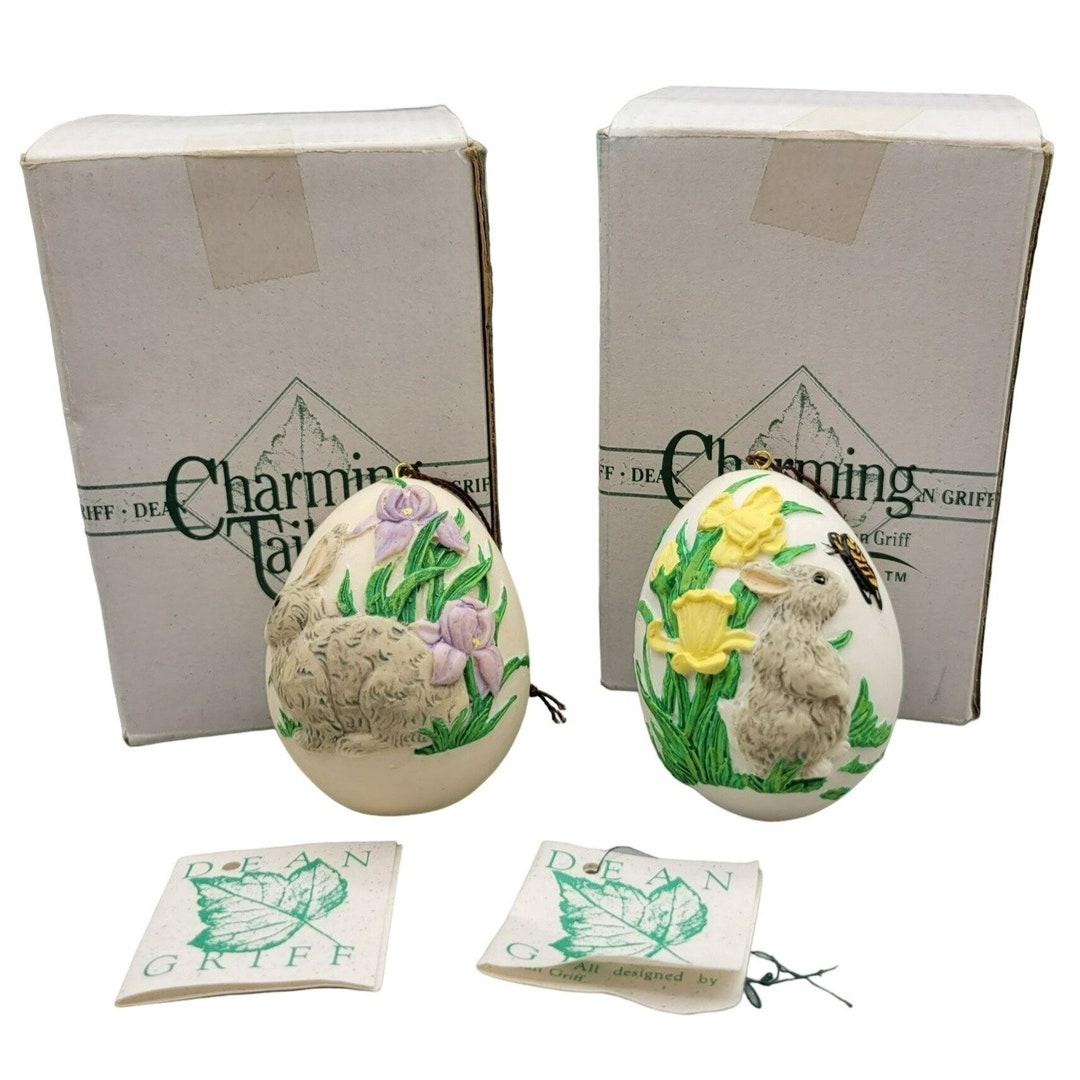 Rare Charming Tails Easter Ornaments Embossed Bunny Egg Ornaments 88/ ...