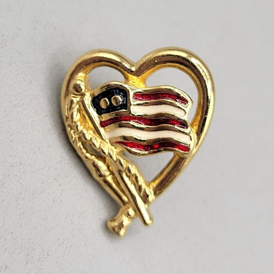 Heart Shaped US Flag Lapel Pin Brooch Tie Tack Avon - Etsy