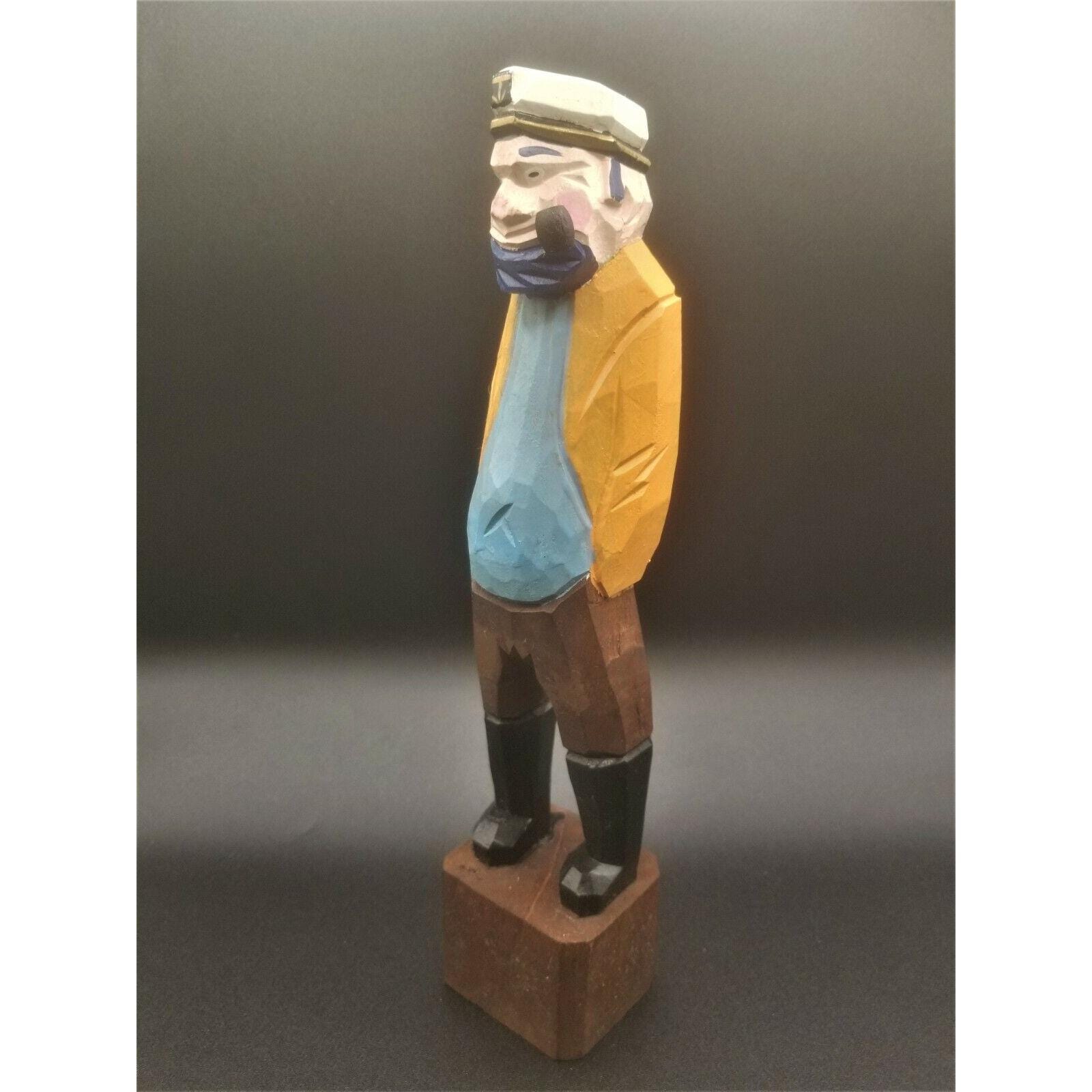 Hand Carved Wood Sea Captain Sculpture Nautical Beach House Sailor ...