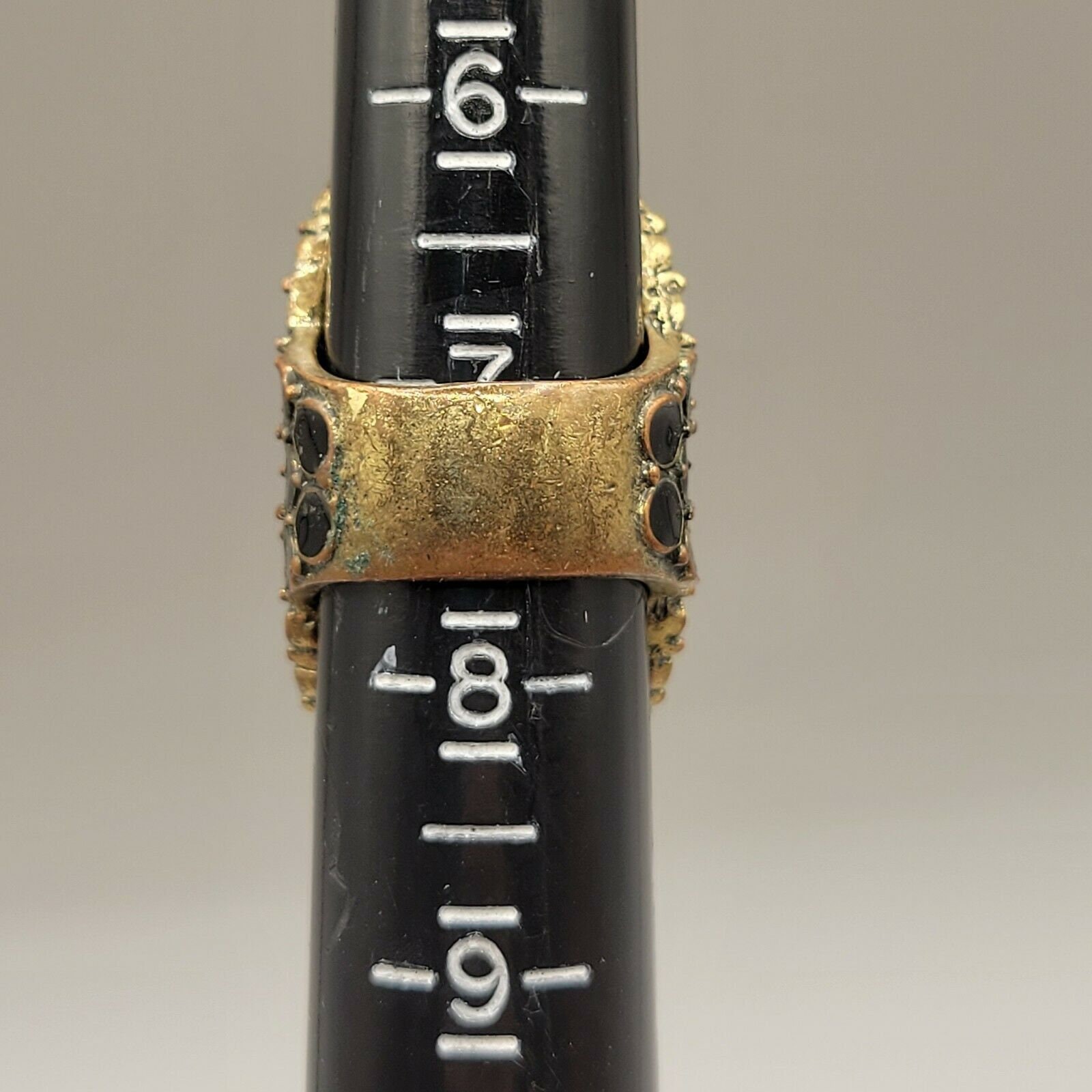 Boho Style Brass and Black Enamel Long Oval Ring Open Work - Etsy