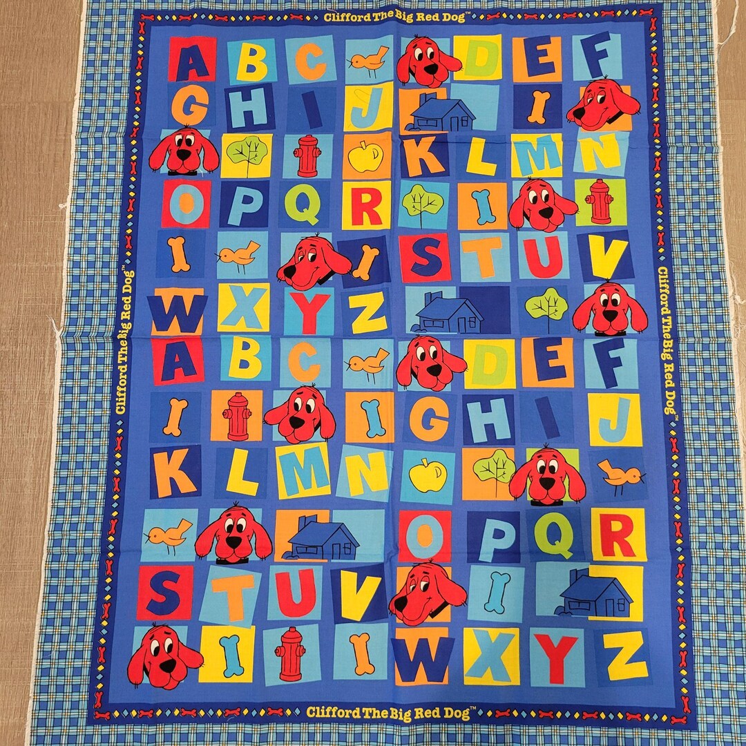 Clifford the Big Red Dog Alphabet Fabric Panel VIP Cranston Print Works ...