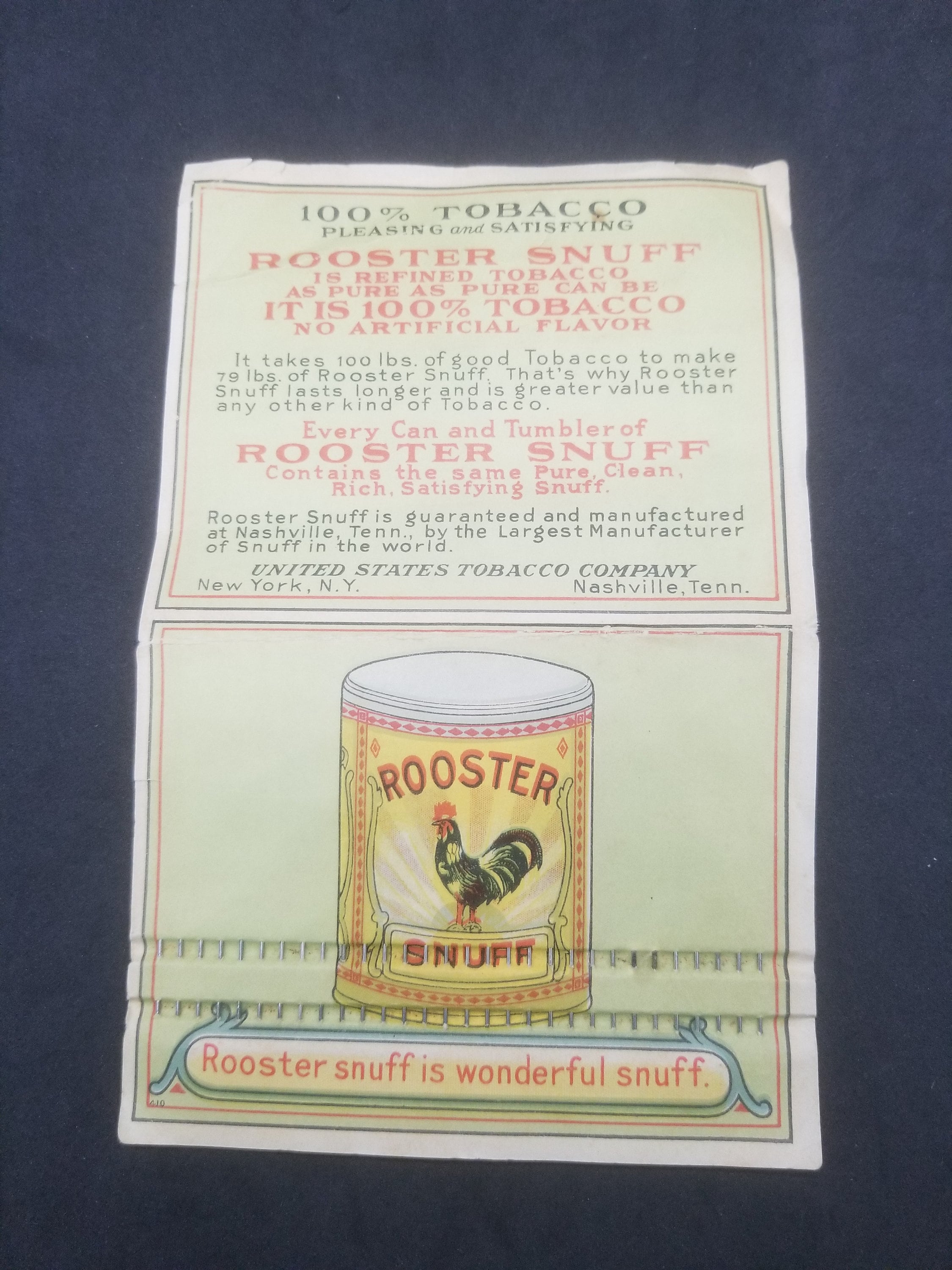 RARE Tobacciana Rooster Snuff Advertising Promo Giveaway - Etsy