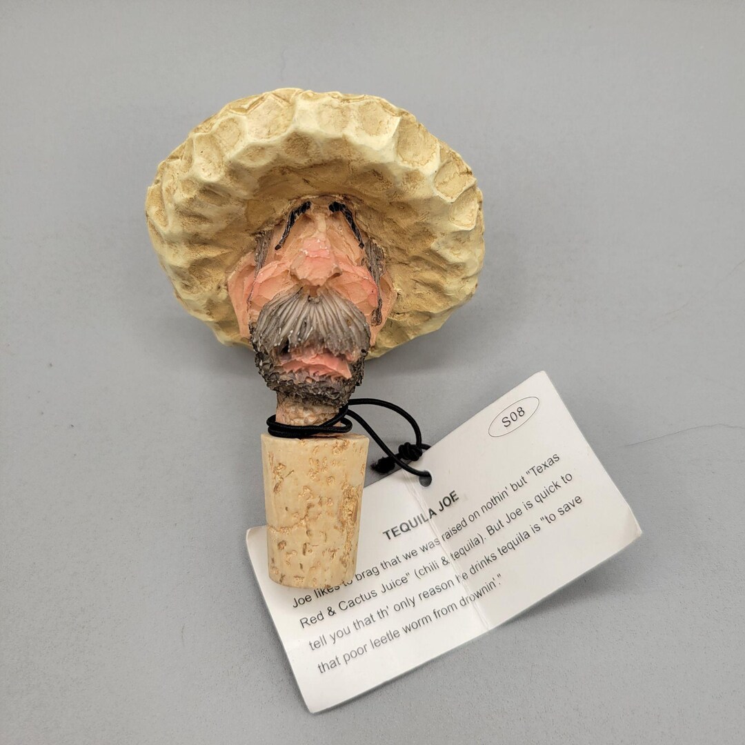 Spit N Whittle Bottle Stopper TEQUILA JOE Cowboy Cork Tags S08 - Etsy