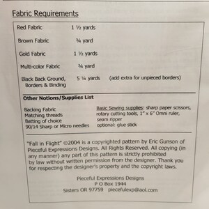 Fall in Flight Pieced Quilt Pattern Pieceful Expressions Designs 62 X ...