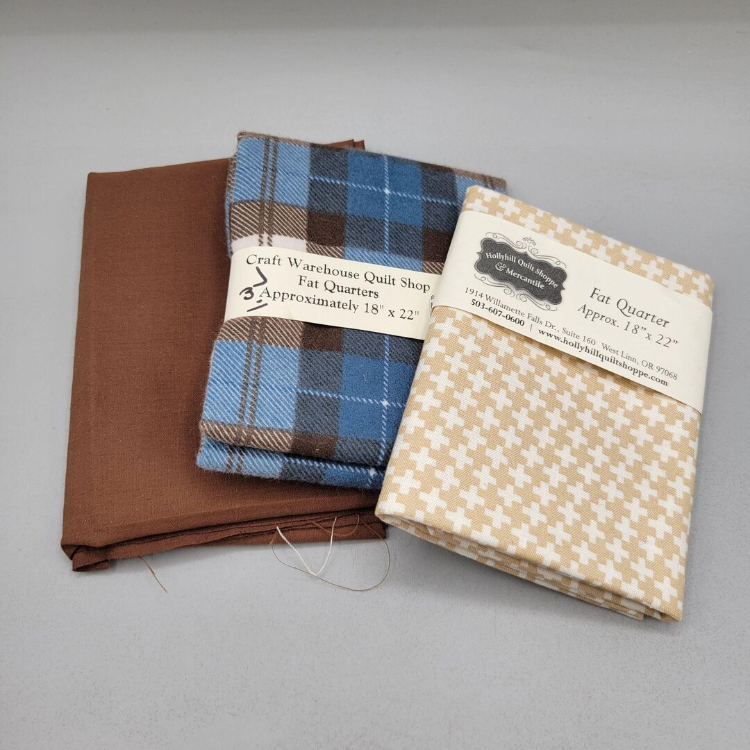 Fat Quarters Fabric Bundle Brown Solid Plaid Houndstooth Quilting ...