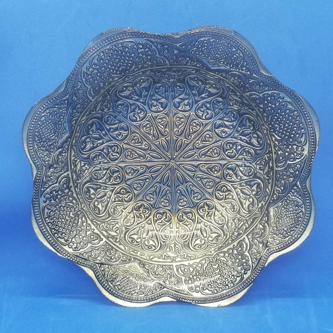 Azzurra Handmade Decorated Glass Scalloped Bowl 100% Silver Gilt Made ...