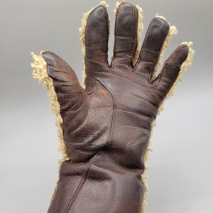 Curly Lambswool Leather Gloves Trapper Trail Ride Woodsman Brown Size 6 ...