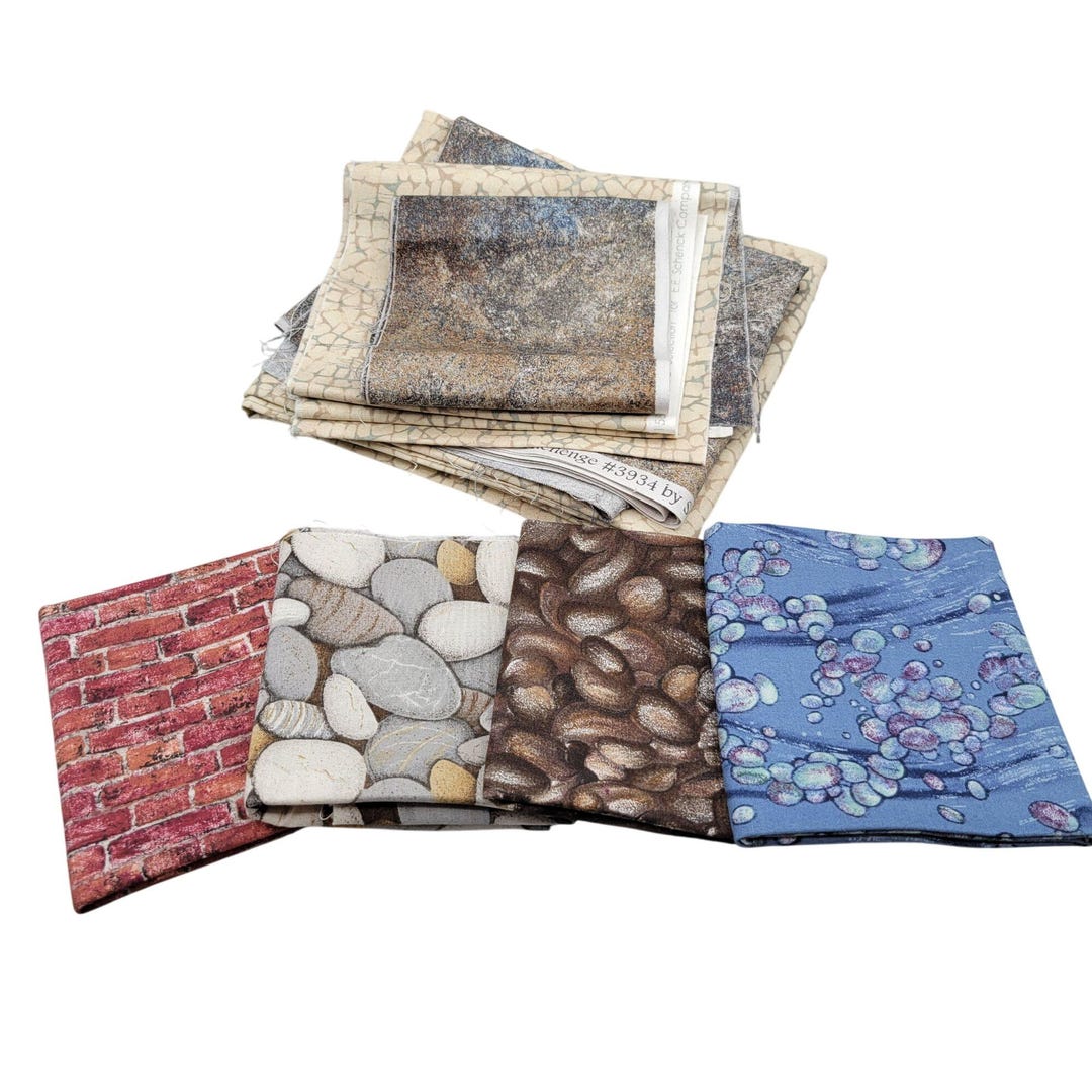 Rocks Bricks Mosaic Fat Quarters and Fabric Scraps Cotton Fabric Bundle ...