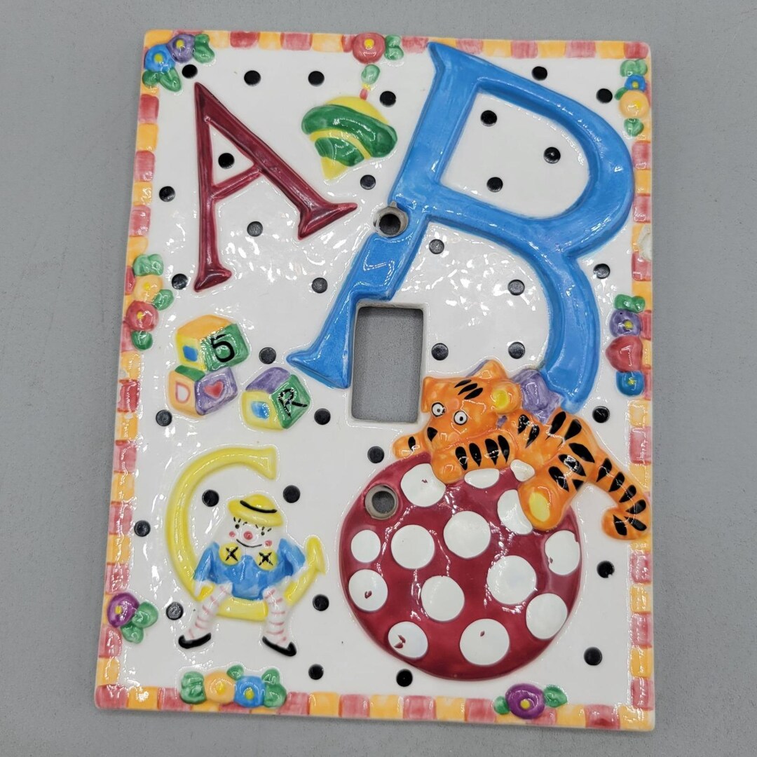 Alphabet ABC Ceramic Light Switch Cover Mary Engelbreit Childrens Room ...