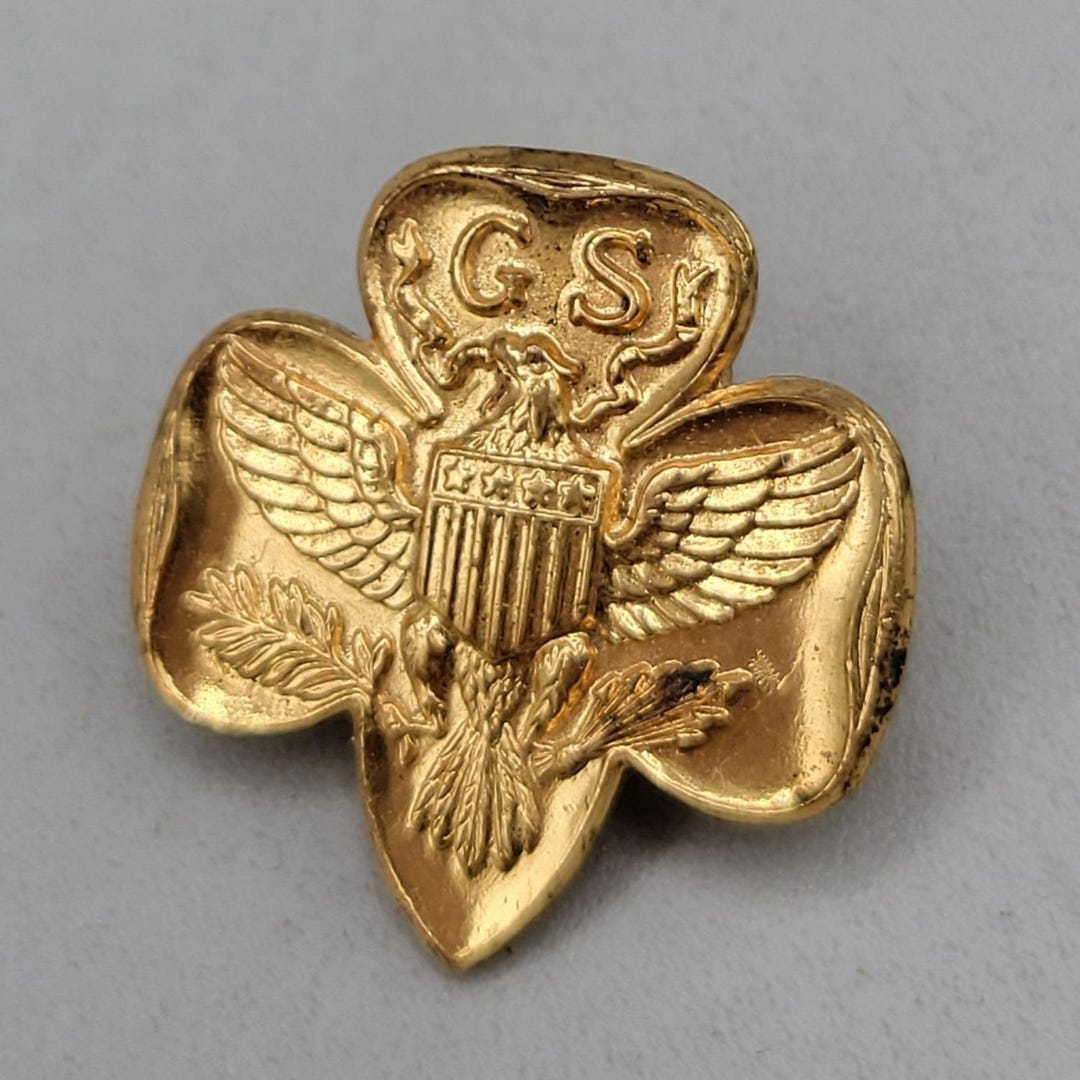 Vintage Girl Scouts Gold Tone Pin Brooch With Eagle Emblem C Clasp - Etsy