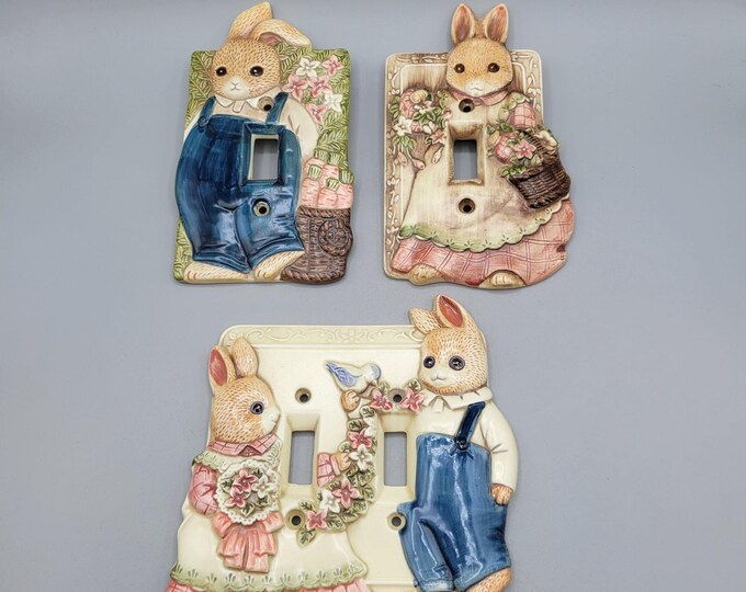 Takahashi Mr and Mrs Bunny Rabbit Light Switch Covers Ceramic Japan - Etsy