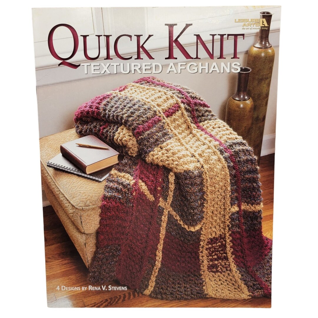 Quick Knit Textured Afghans Pattern Book Leisure Arts Four Designs - Etsy