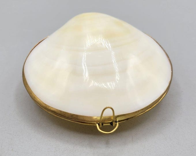 Vintage Sea Shell Clamshell Brass Hinged Trinket Box - Etsy