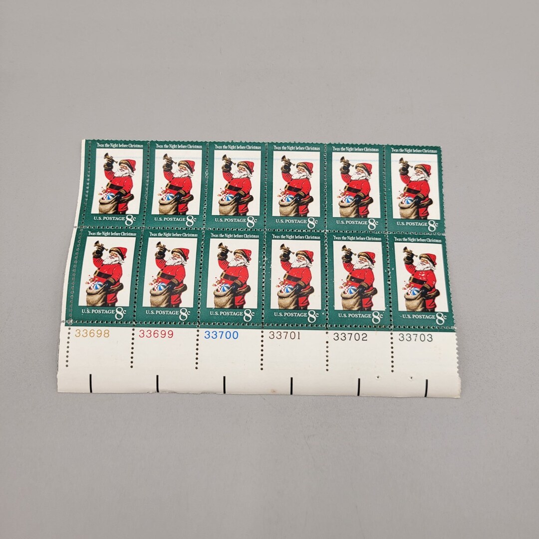 1970s USPS Twas the Night Before Christmas Pane of 12 8 Cent Stamps - Etsy