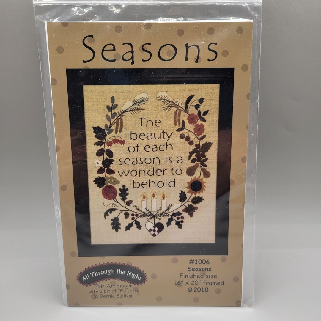 Seasons All Through the Night Folk Art Wall Hanging Pattern for Framing ...